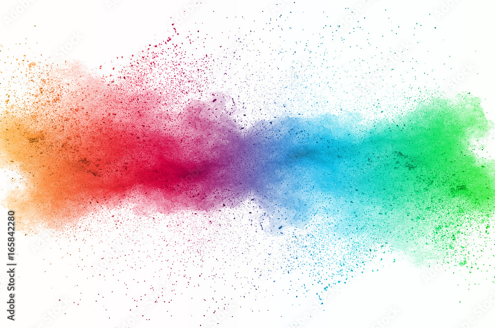 Abstract art powder paint on white background. Movement abstract frozen ...