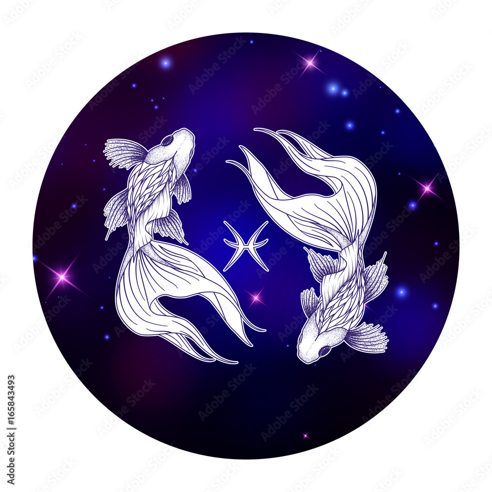 Pisces zodiac sign, horoscope symbol, vector illustration Stock Vector ...