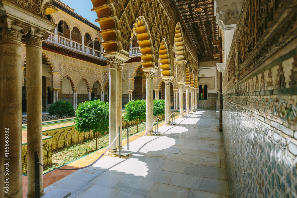 Palace of Alcazar, Famous Andalusian Architecture. Old Arab Palace in ...