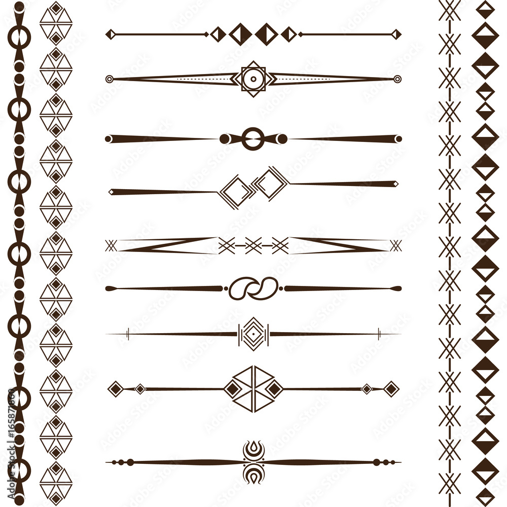 set of design elements, frames, dividers, borders. Vector illustration ...