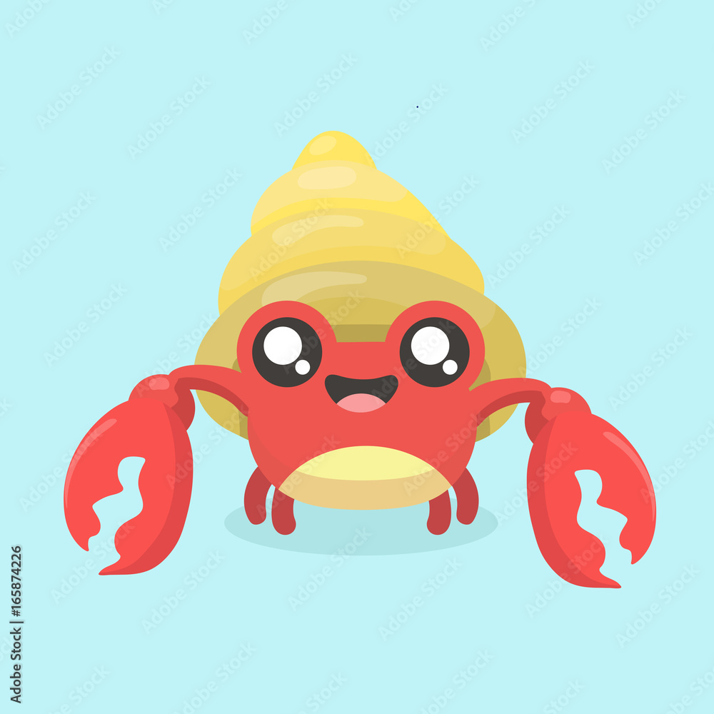 Cartoon hermit crab. Stock Vector | Adobe Stock