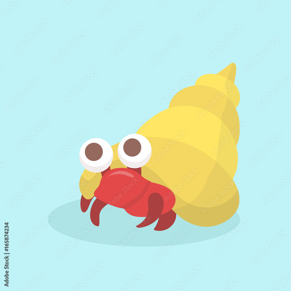 Cartoon hermit crab. Stock Vector | Adobe Stock