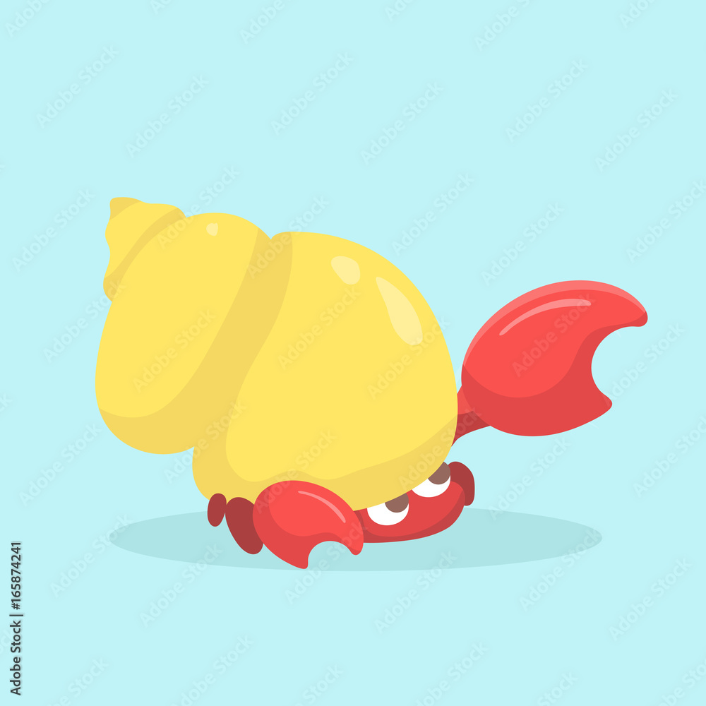 Cartoon hermit crab. Stock Vector | Adobe Stock