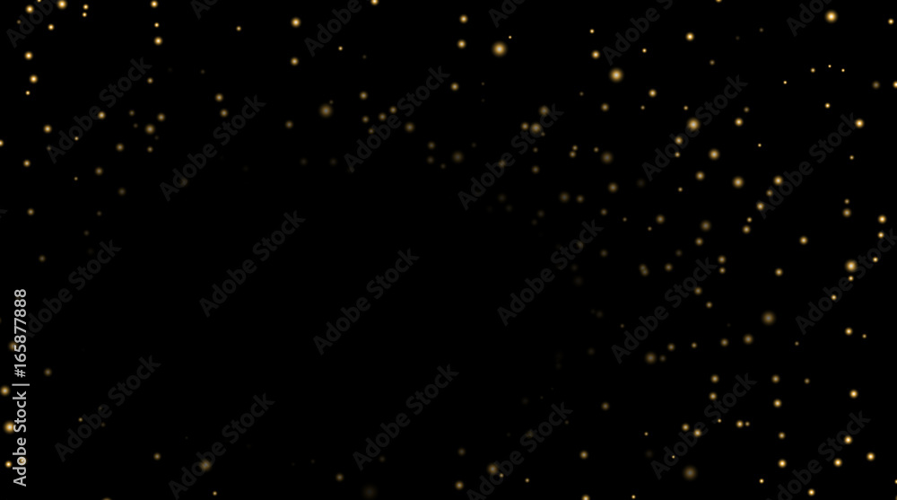 Night sky with gold stars on black background. Dark astronomy space ...