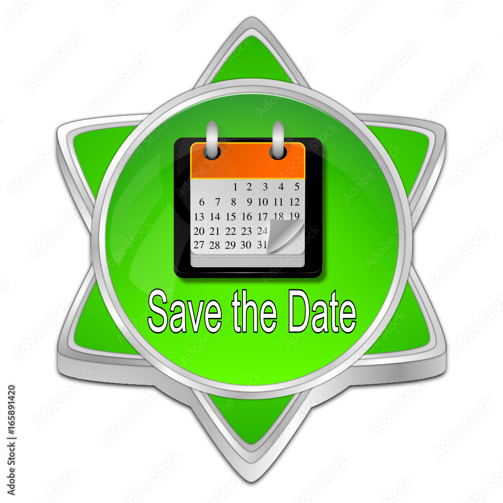 Save the Date Button - 3D illustration Stock Vector | Adobe Stock