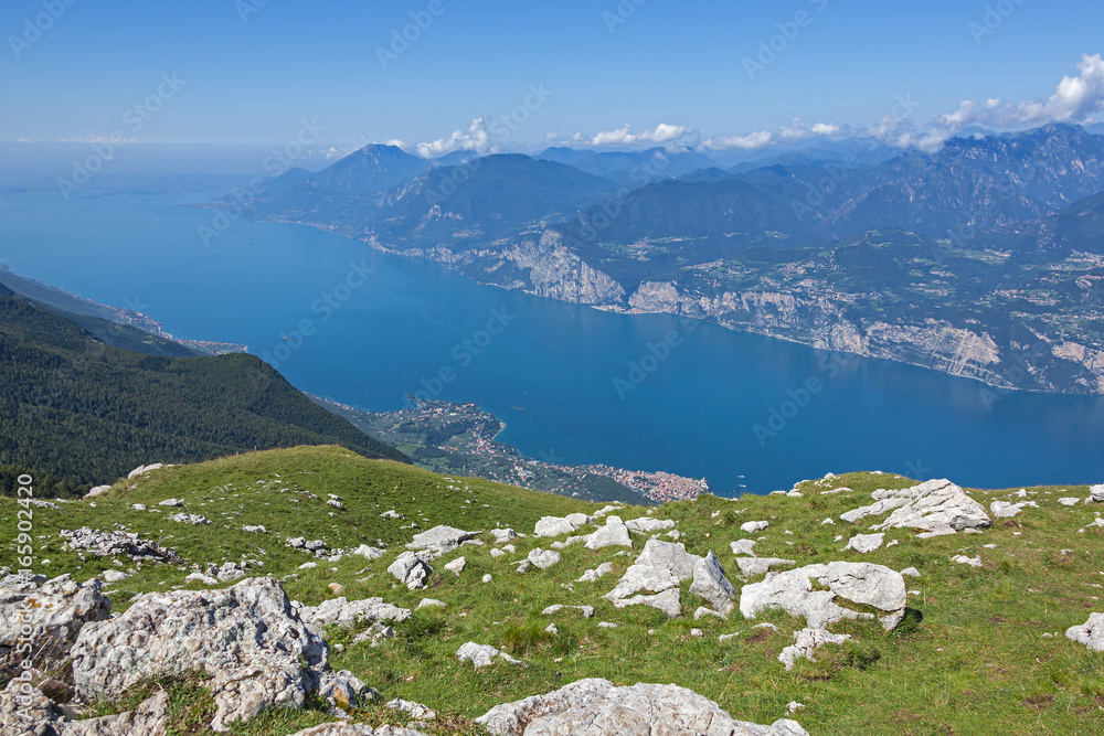 Spectacular aerial view from Monte Baldo to the the gorgeous mountain ...