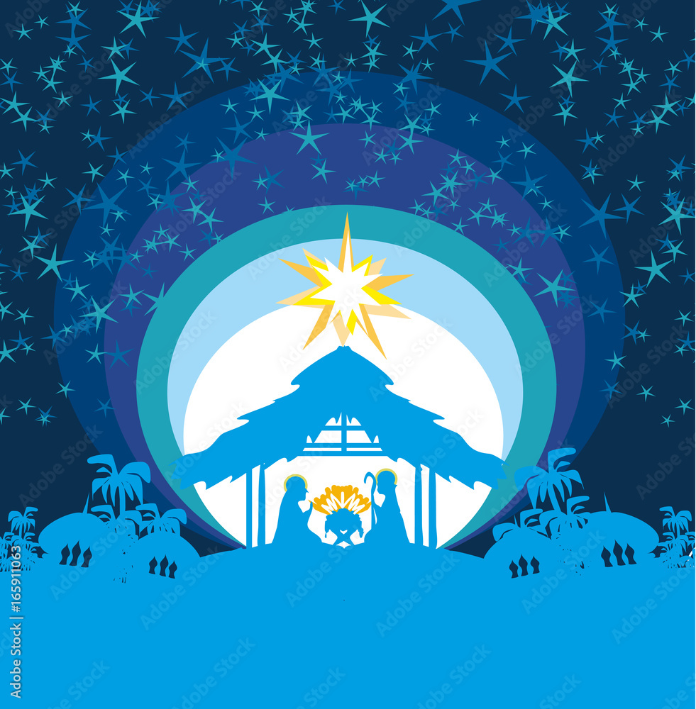 Christian Christmas nativity scene of baby Jesus in the manger Stock ...