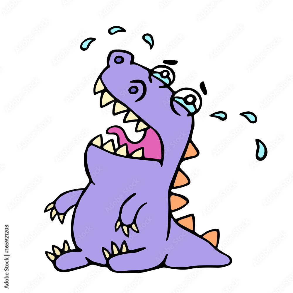 Cartoon sad purple croc. Vector illustration. Stock Vector | Adobe Stock