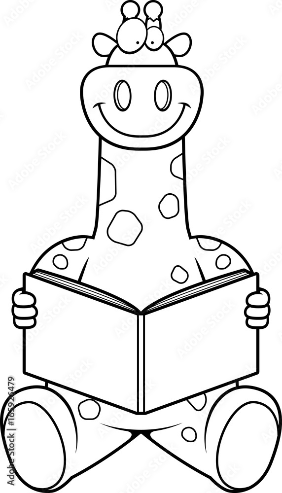 Cartoon Giraffe Reading Stock Vector | Adobe Stock