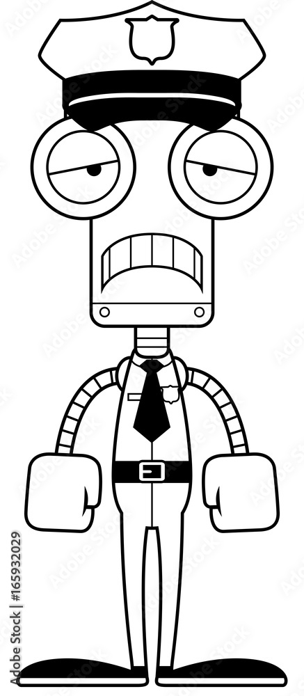 Cartoon Sad Police Officer Robot Stock Vector | Adobe Stock