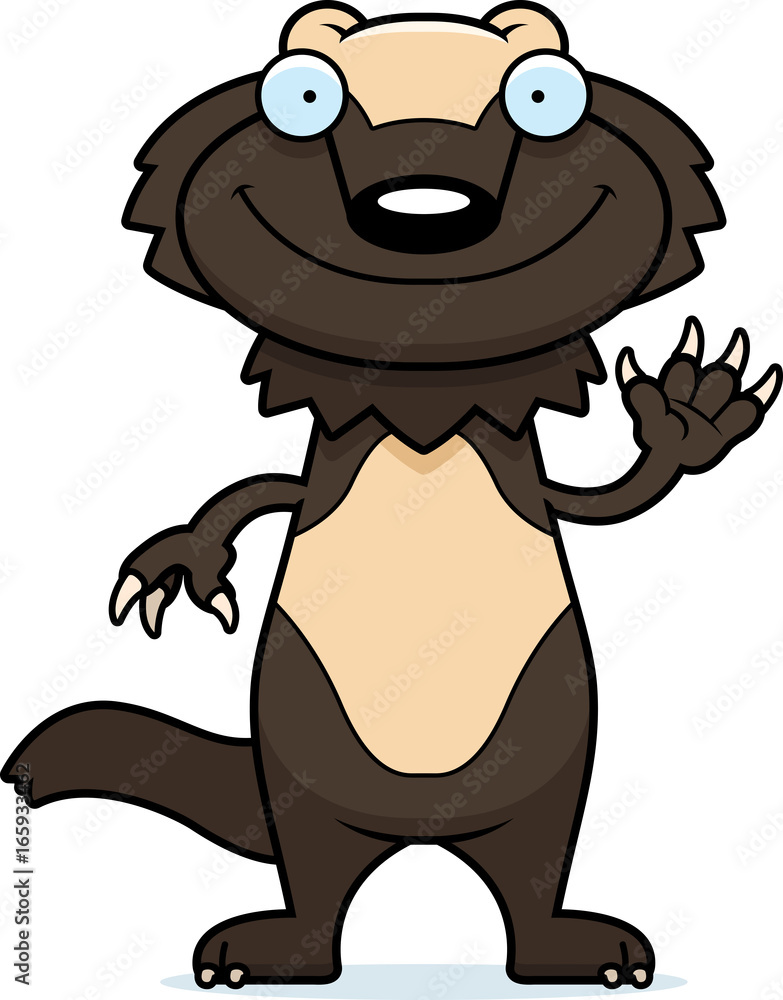 Cartoon Wolverine Waving Stock Vector | Adobe Stock