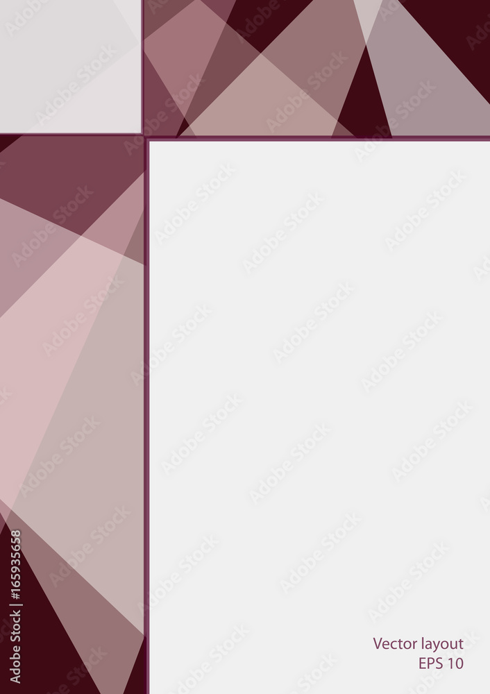 Cover layout modern design. Abstract geometric bordo background A4 with ...