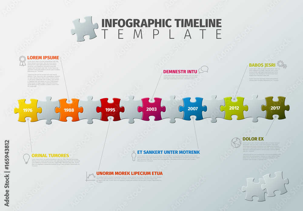 Puzzle Piece Timeline Infographic Stock Template | Adobe Stock