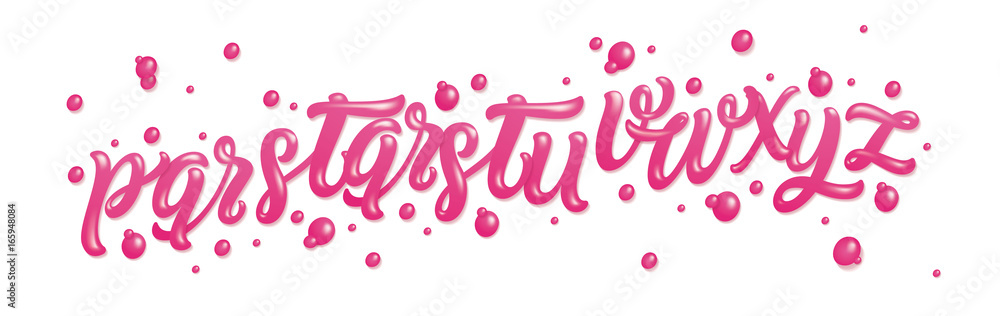 Bubble Gum Alphabet Set. Pink Font Isolated on White Background. Hand ...