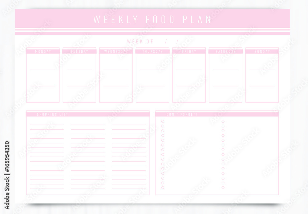 Weekly Food Planner Layout 4 Stock Template | Adobe Stock