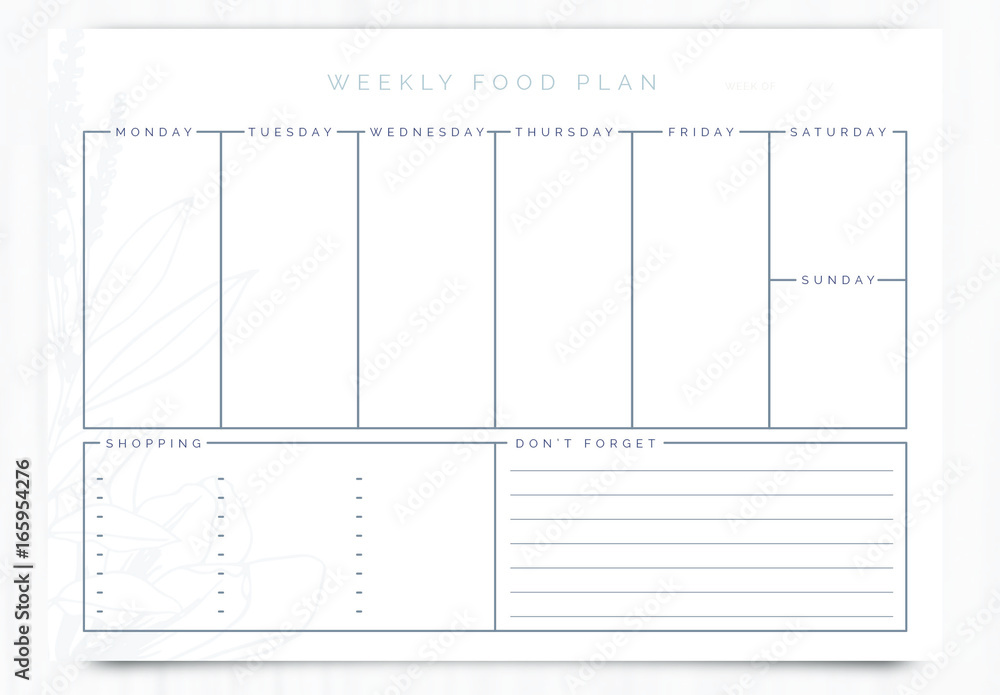 Weekly Food Planner Layout 5 Stock Template | Adobe Stock