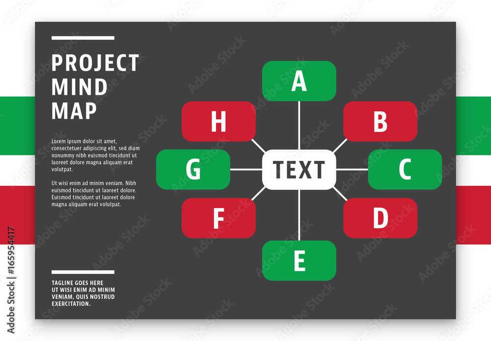 Red and Green Mind Map Layout 2 Stock Template | Adobe Stock