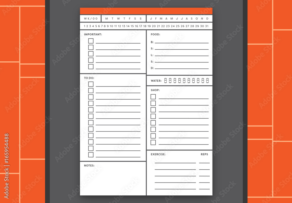 Daily To Do List Layout 6 Stock Template | Adobe Stock