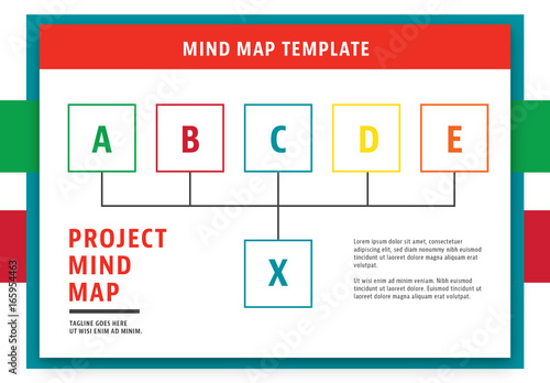 Mind Map Layout with Red Header 1 Stock Template | Adobe Stock