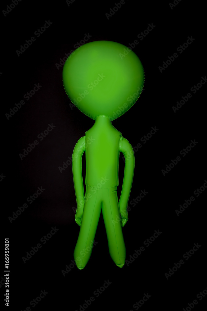 Alien. Blank inflatable little green man. Stereotypical body shape ...