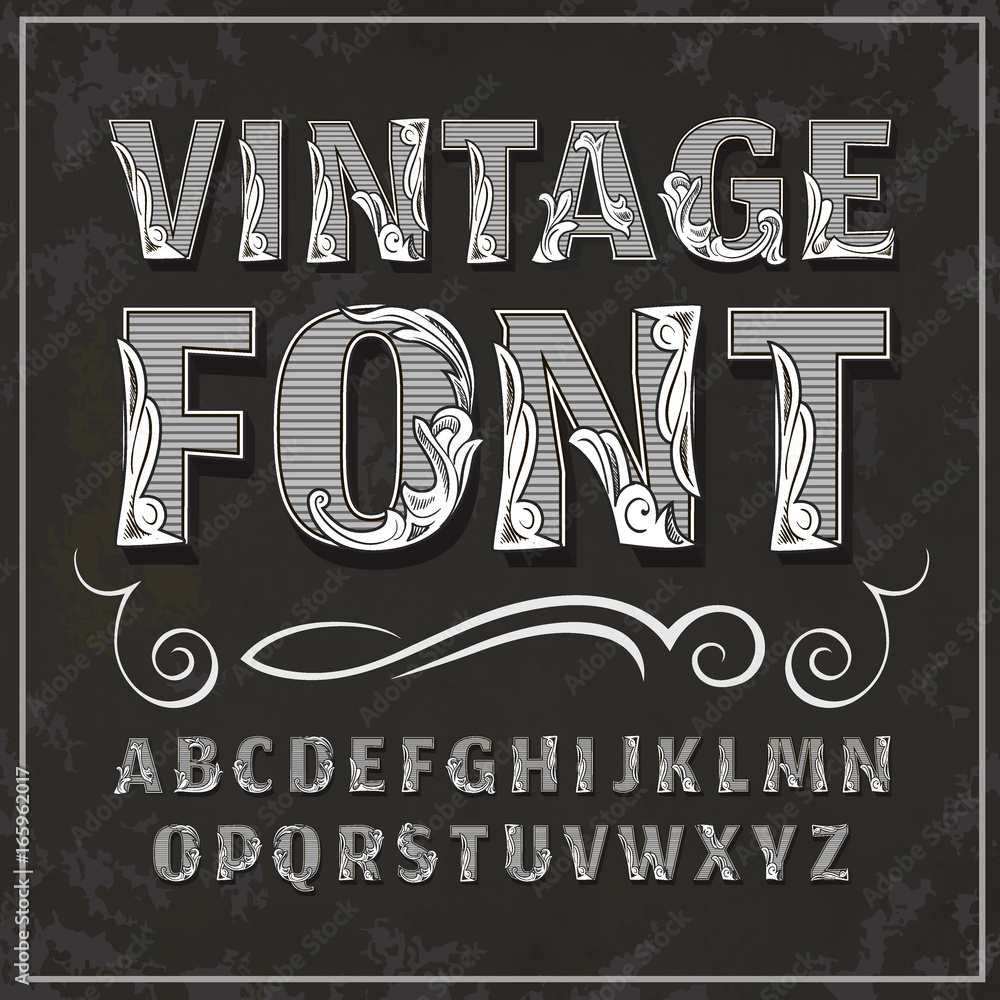 Vector vintage font. Retro font. Stock Vector | Adobe Stock