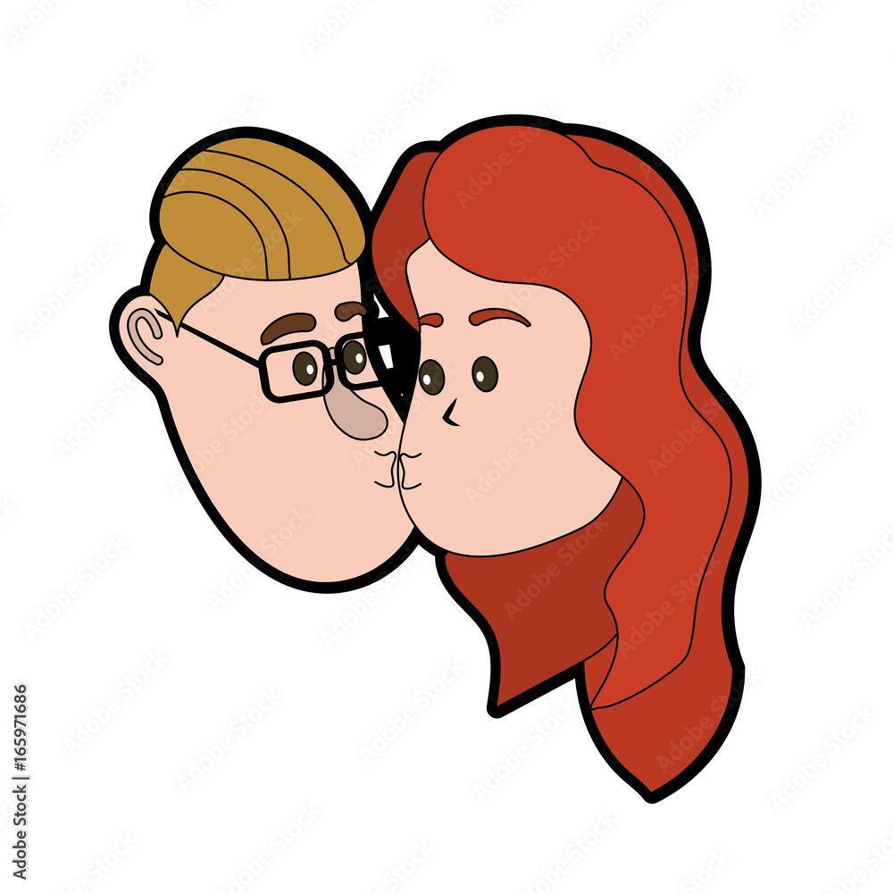avatar couple face kissing with hairstyle design Stock Vector | Adobe Stock