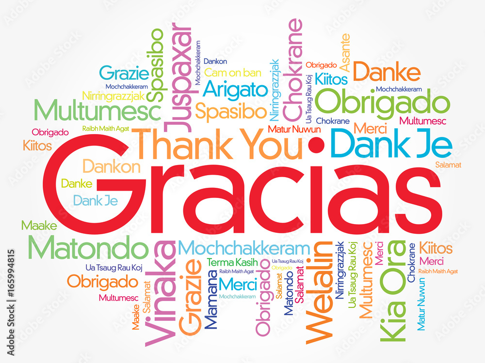 Gracias (Thank You in Spanish) Word Cloud background, all languages ...
