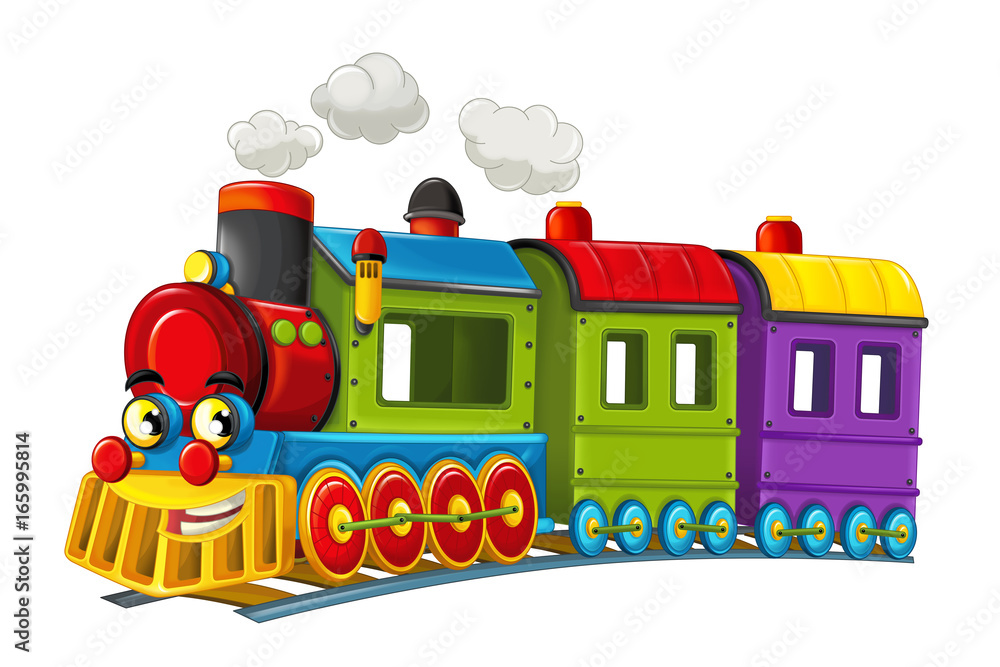 cartoon train smiling on white background - illustration for children ...