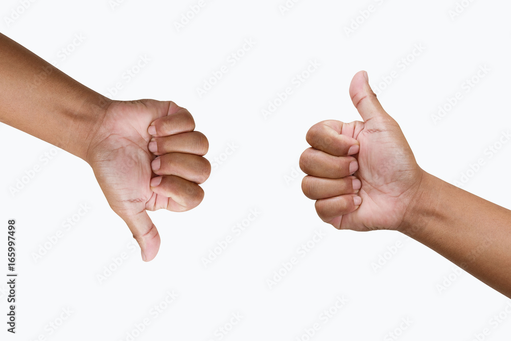 Thump up hand sign isolated on white Stock Photo | Adobe Stock