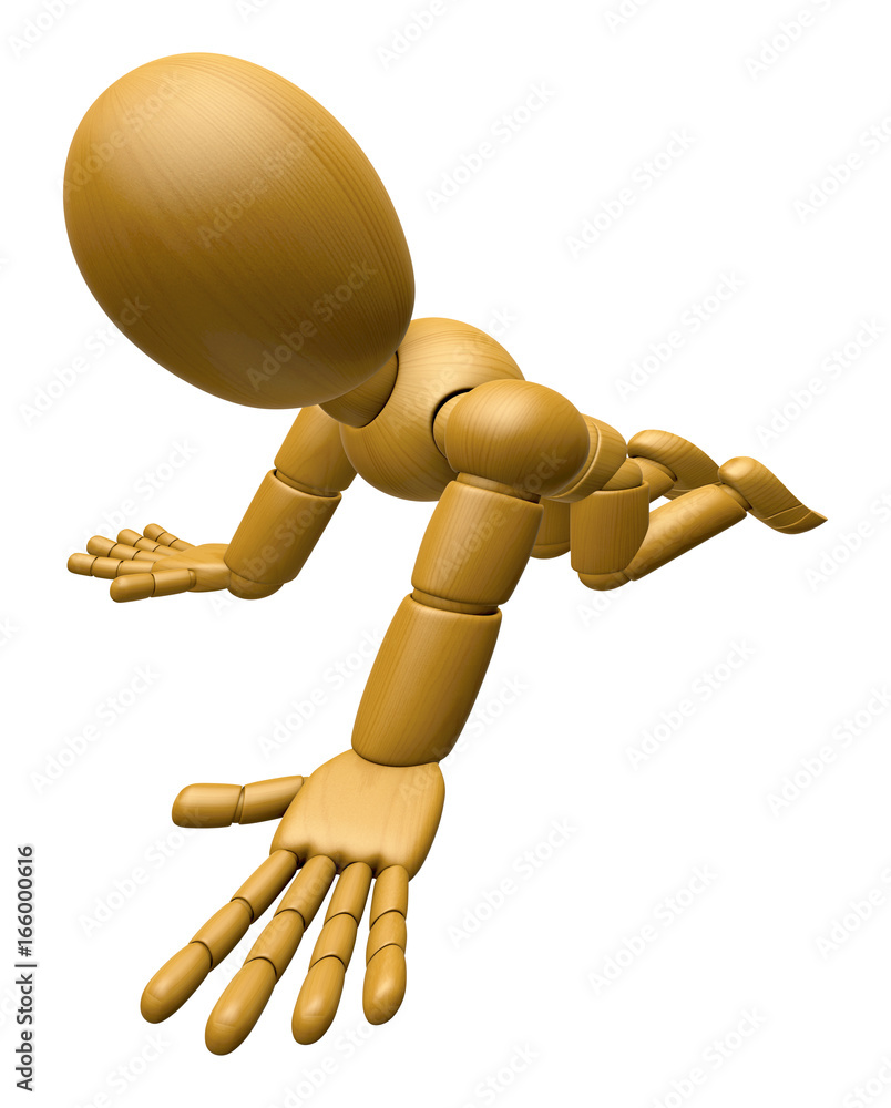 3D Wood Doll Mascot flop on one's knees. 3D Wooden Ball Jointed Doll ...