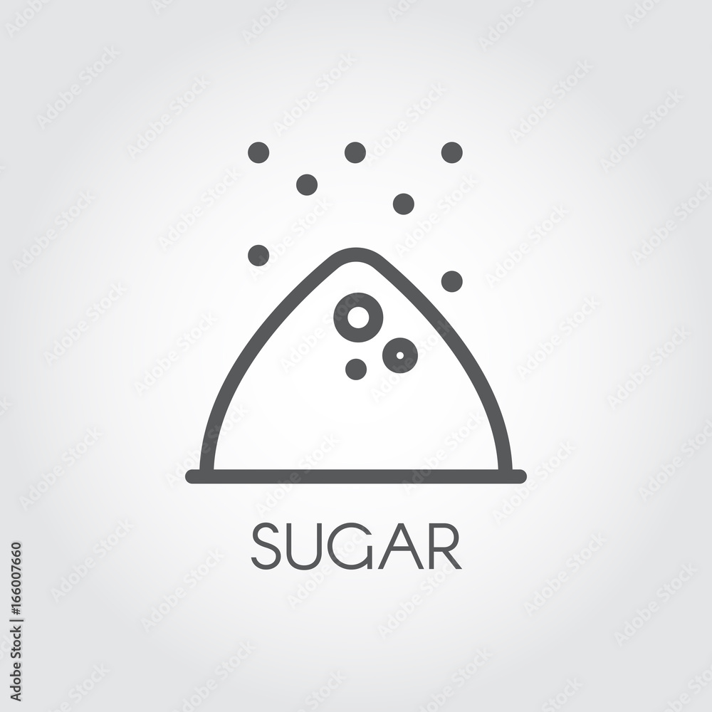 Contour icon of sugar bunch. Symbol drawing in line style for culinary ...