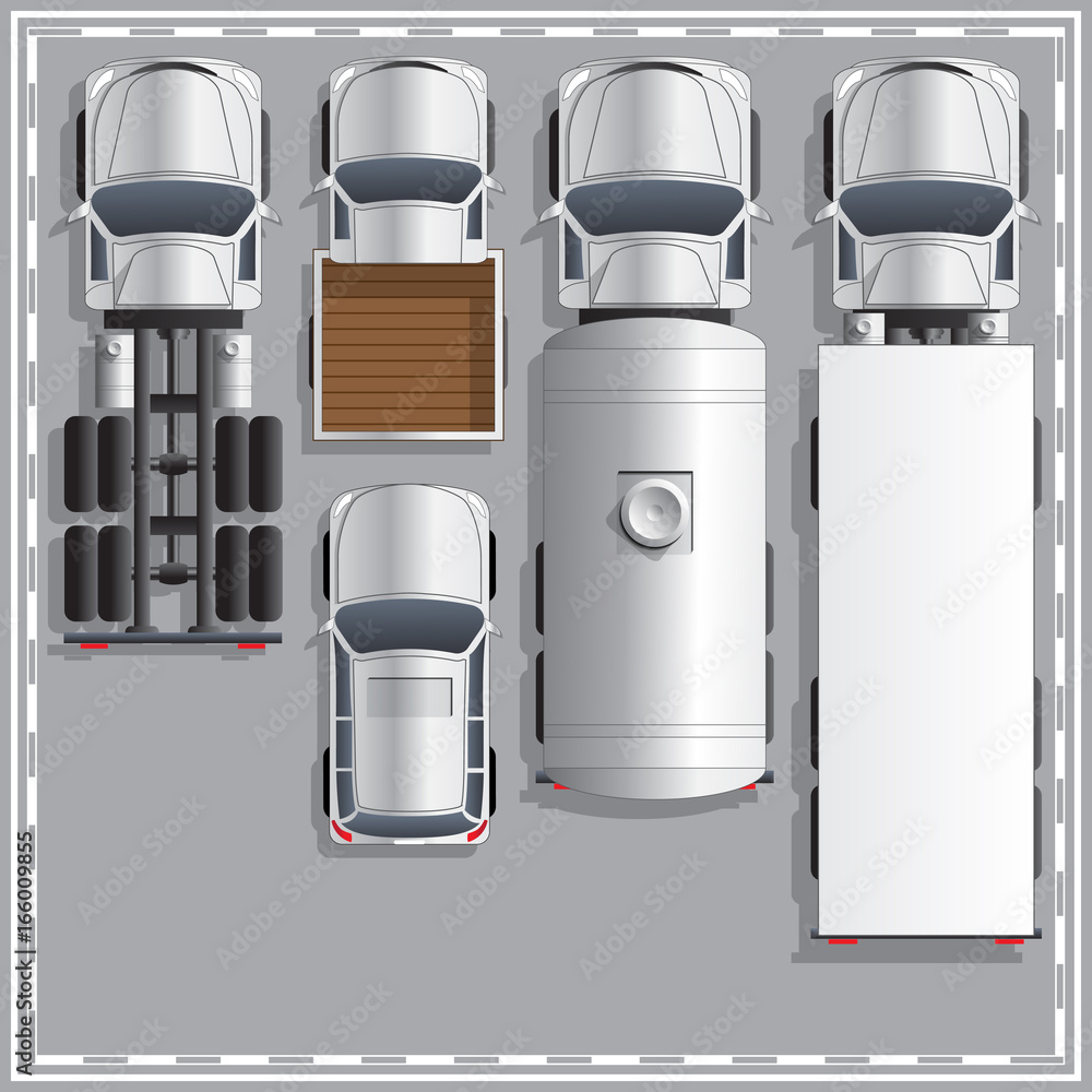 Set trucks. View from above. Vector illustration. Stock Vector | Adobe ...