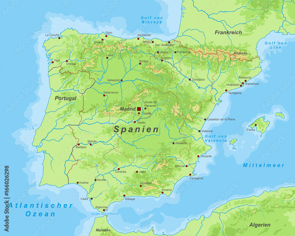 Schne Spanien Ksten Karte Bild
