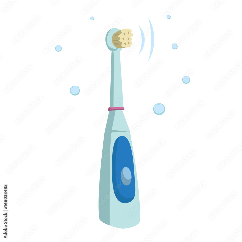 Trendy cartoon style ultrasound electric toothbrush. Hygiene and every ...