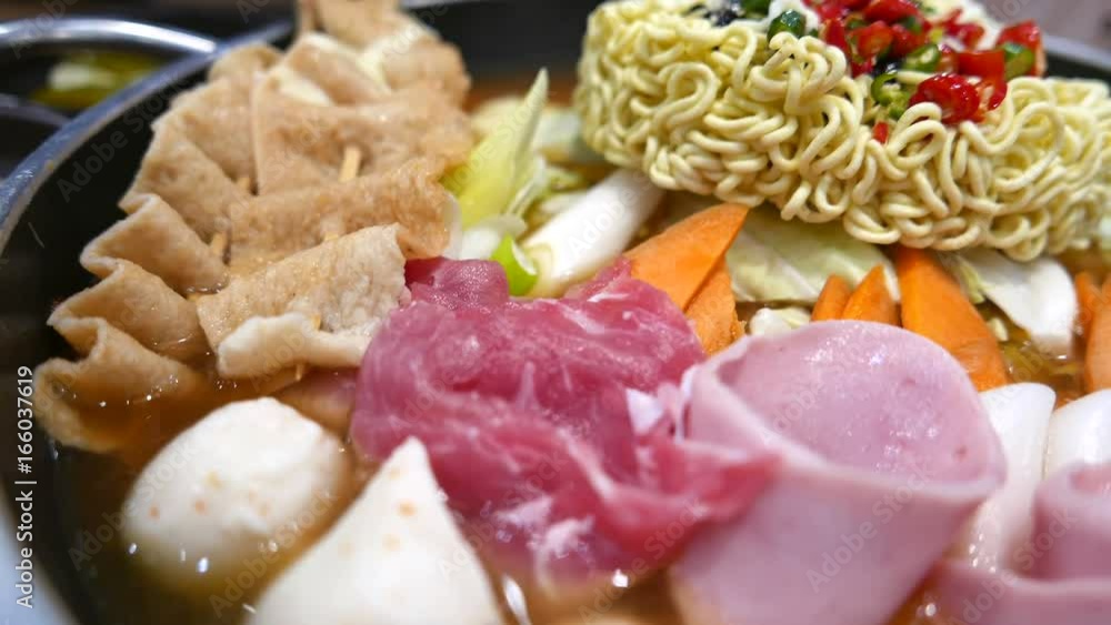 Korean Hot pot 'Budae Jjigae' or Army Stew is Korean fusion food ...