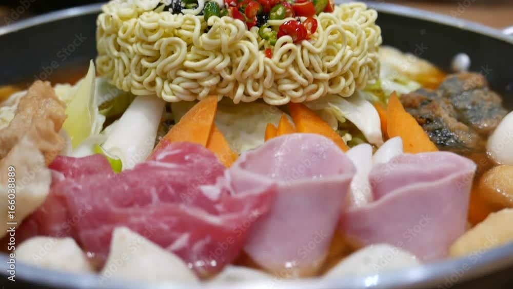 Korean Hot pot 'Budae Jjigae' or Army Stew is Korean fusion food ...