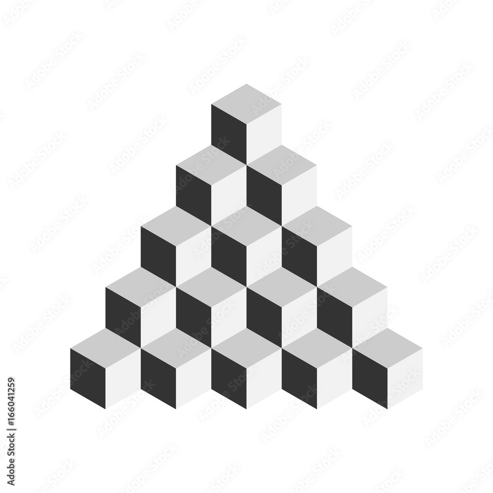 Pyramid of cubes. 3D vector illustration isolated on white background ...