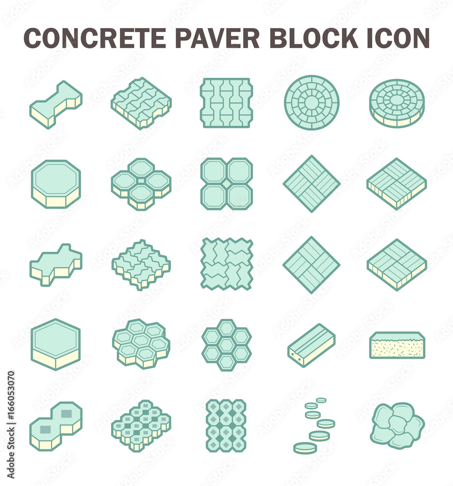 Concrete paver block or paver brick vector icon sets. Stock Vector ...