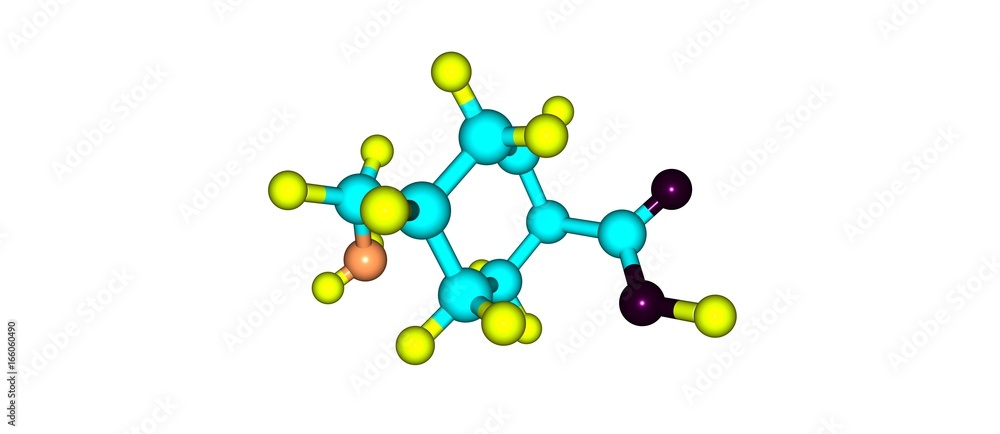 Tranexamic acid molecular structure isolated on white Stock ...