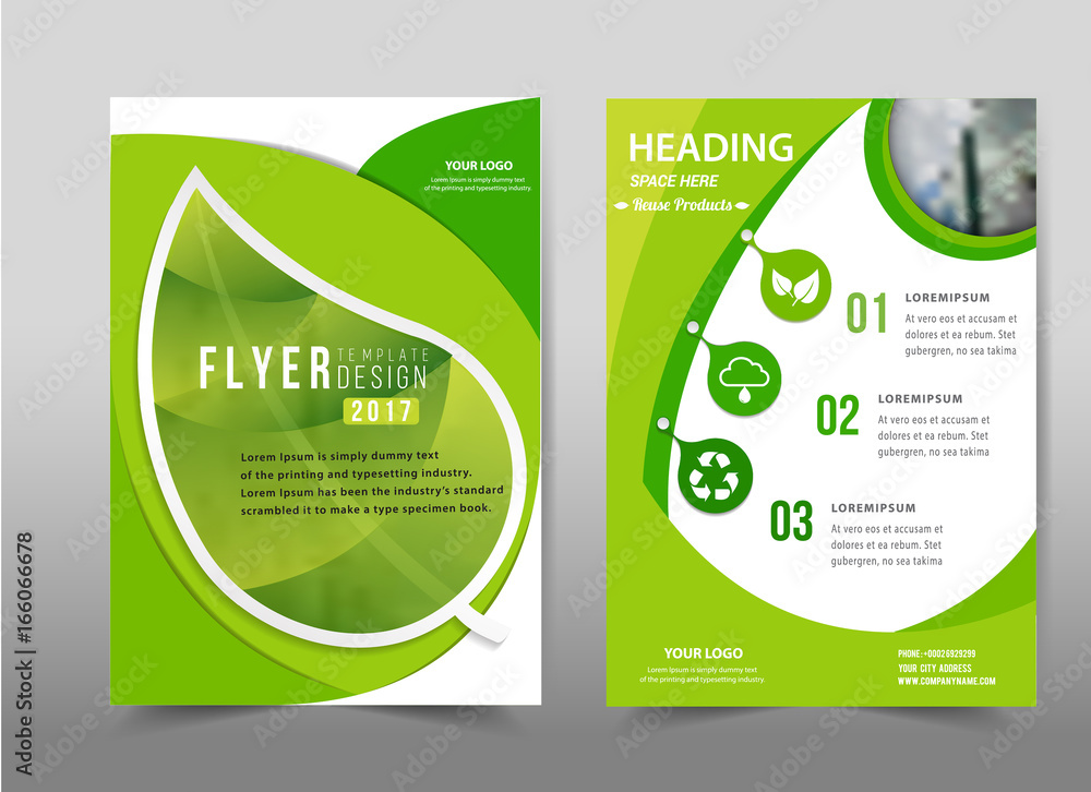 Vector green annual report leaflet Brochure Flyer template A4 size ...