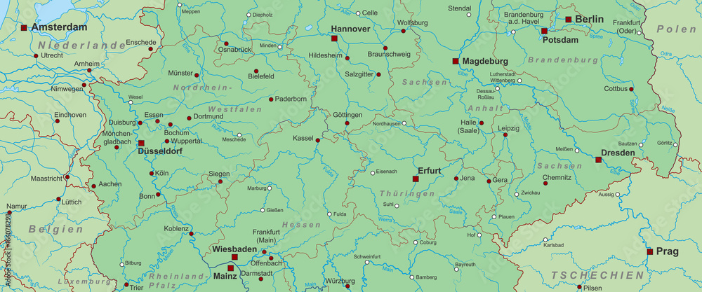 Mitteldeutschland (Landkarte) Stock Vector | Adobe Stock