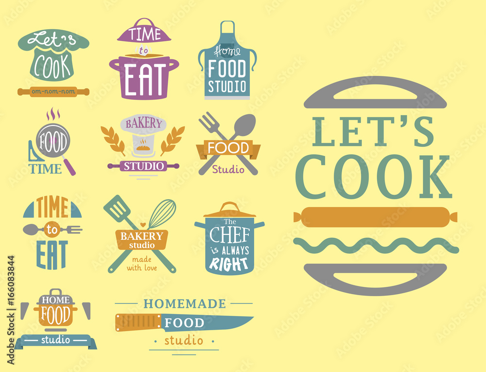 Cooking badge motivation text vector illustration bakery shop food ...