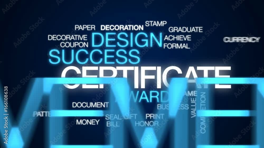 Certificate animated word cloud, text design animation. Stock Video ...