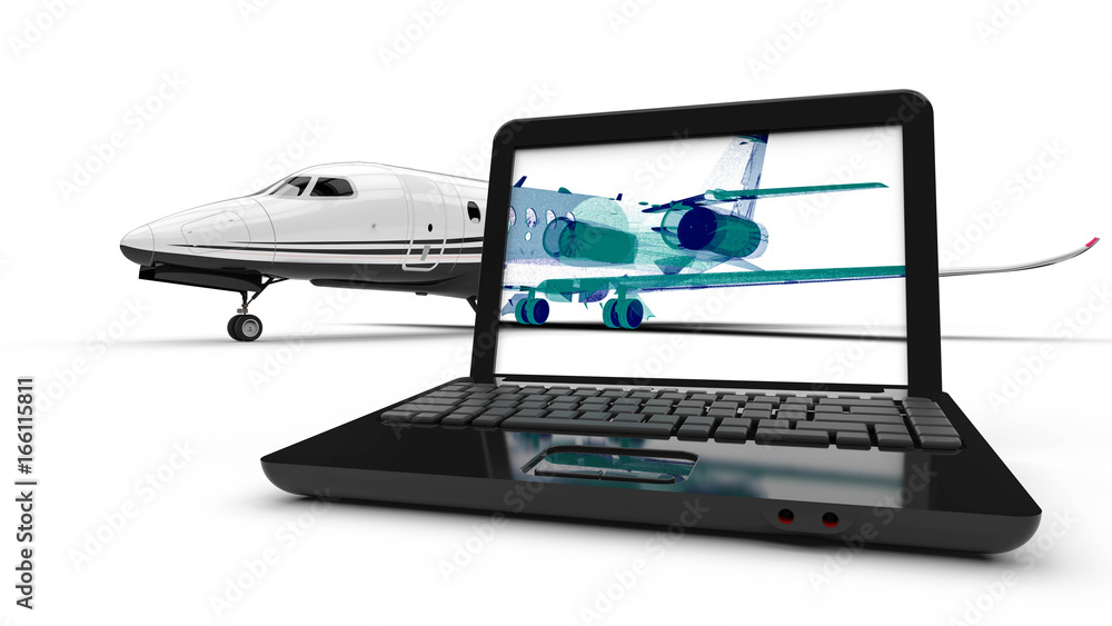 Wire Frame Jet Plane / 3D render image representing an luxury jet in ...