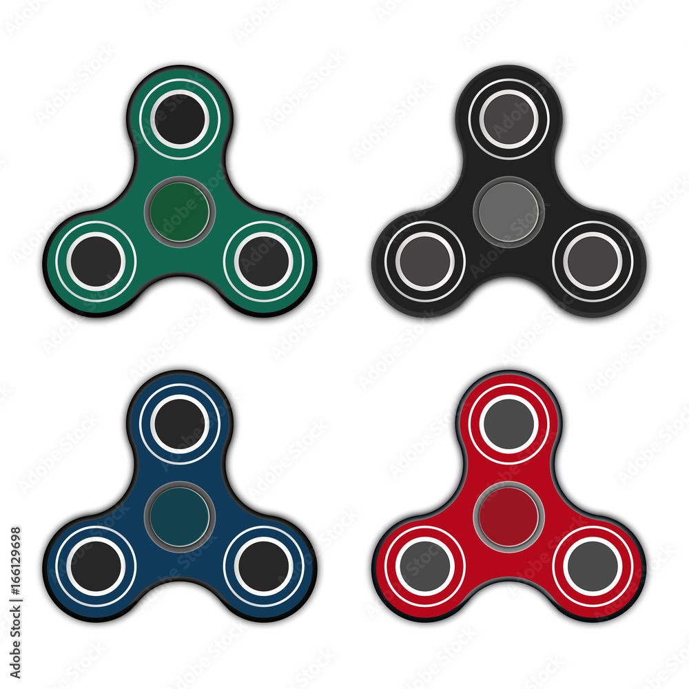 Set Realistic Hand spinner flat vector illustration isolated on ...