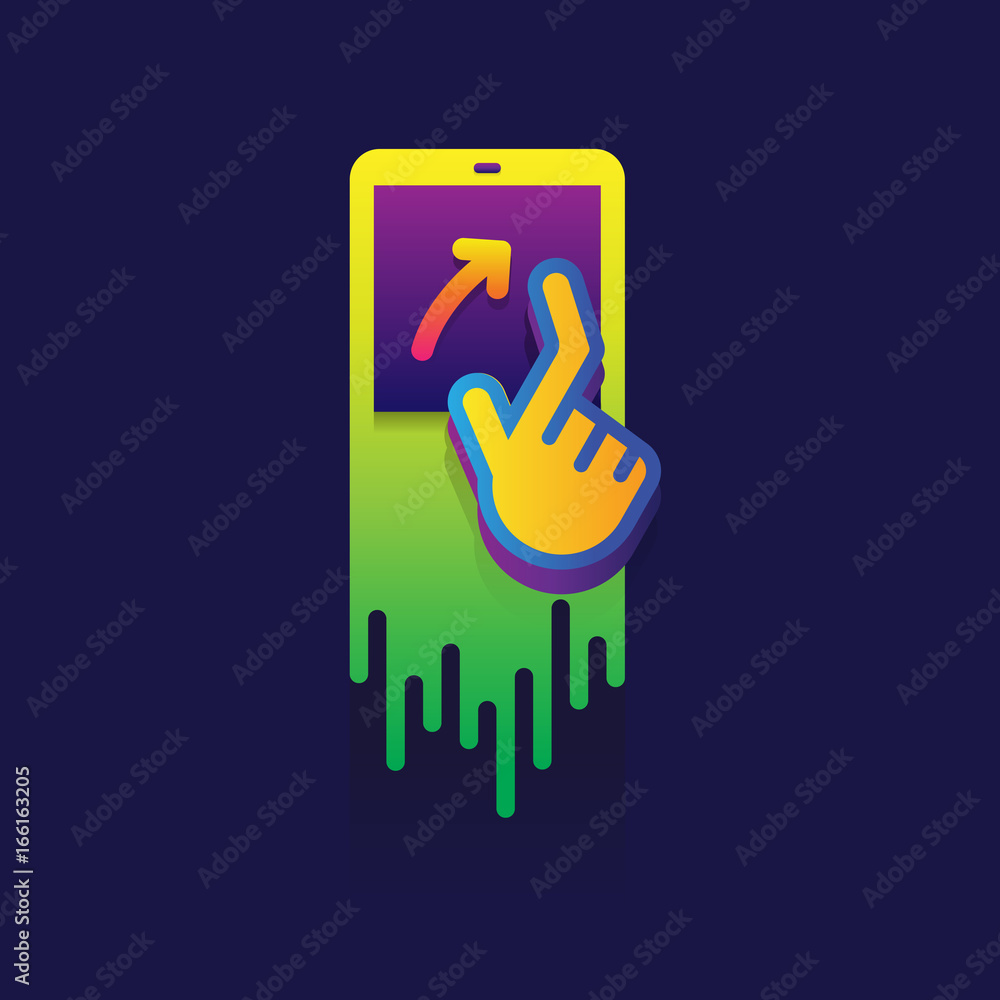 smart phone icon. logo. symbol. Touch screen instruktion. Colorful. on ...