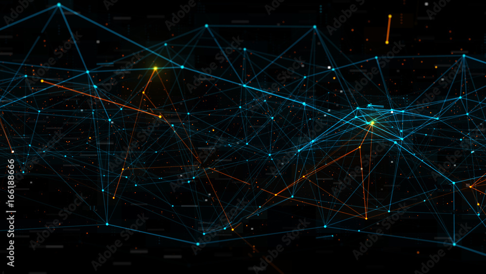 3d rendered abstract plexus shapes. Connection and web concept. Digital, communication and ...