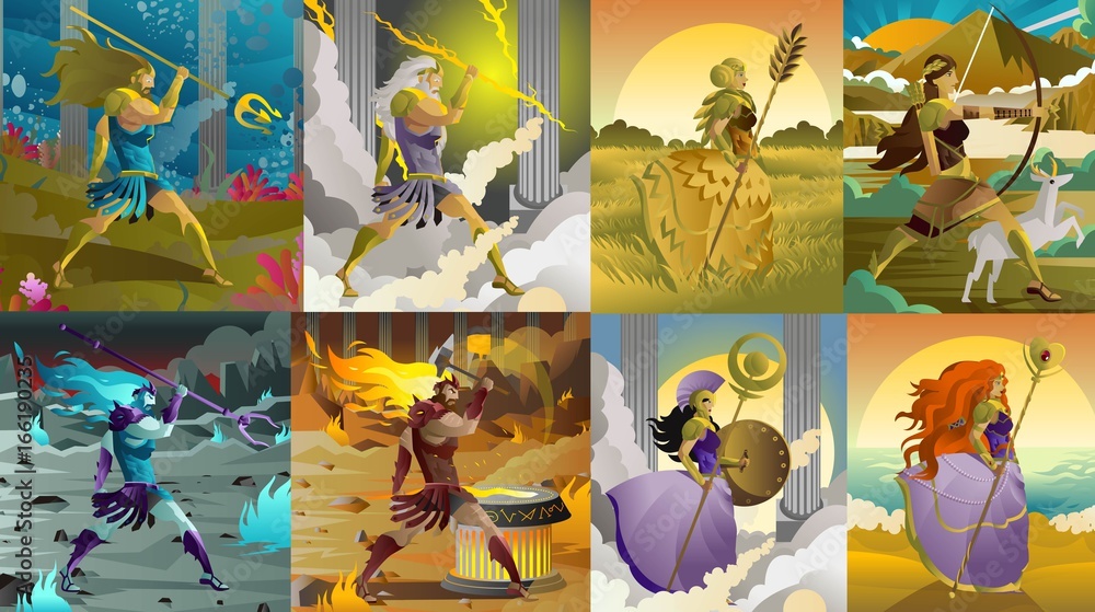 greek roman gods and goddesses Stock Vector | Adobe Stock