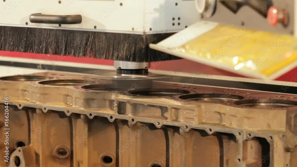 engine block repair process. internal combustion engine block. turning ...