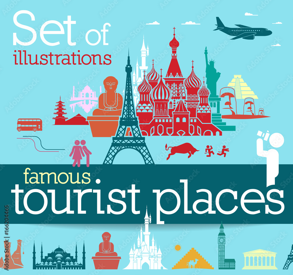 Templates for famous tourist places placards, banners, flyers and ...